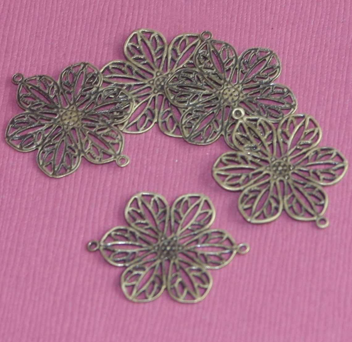 20 Pcs Antique Brass Filigree Flower Links 22mm - Etsy