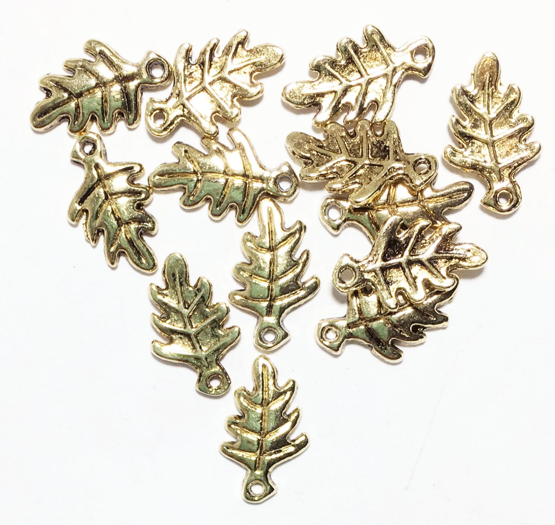20 Pcs of Antique Gold Oak Leaf Charm 9x15mm Bulk Leaf Charm - Etsy