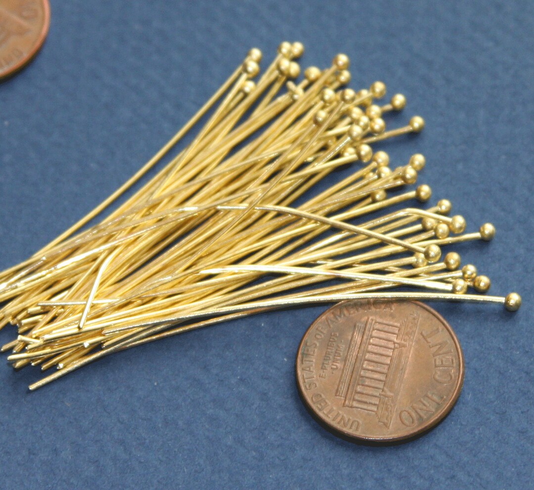 Bulk 200 Pcs of Gold Color Ball End Head Pin 22 Gauge With 2mm Ball - 2 ...
