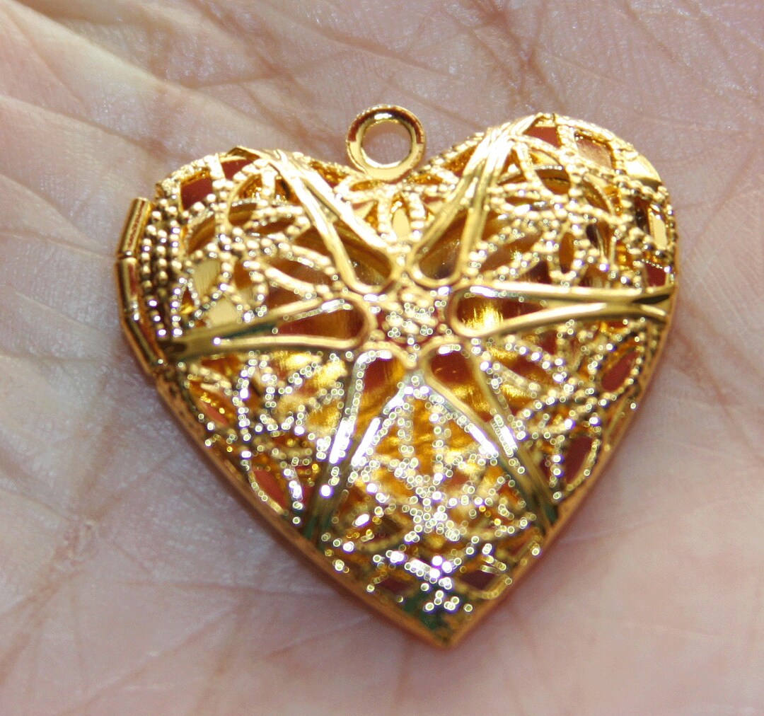 20 Pcs of Gold Plated Filigree Heart Locket Pendant 25x24x6mm - Etsy