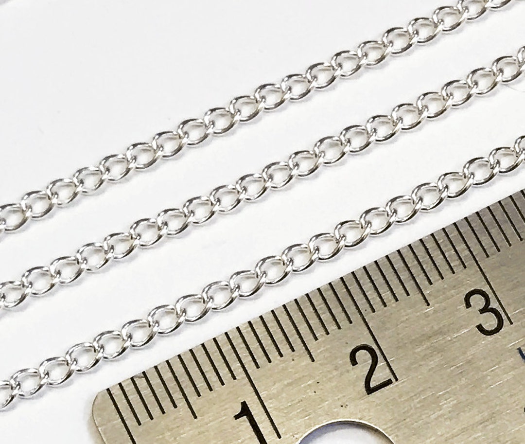 15 Ft Silver Plated Curb Chain, Silver Steel Curb Chain, Unsoldered ...