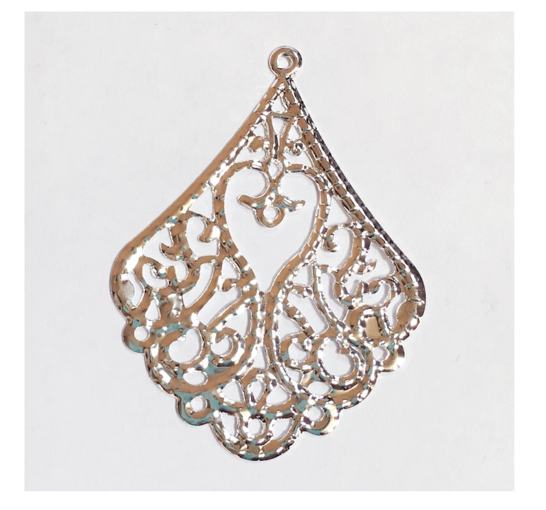 10 Pcs Silver Plated Filigree Teardrop 53x39mm | Etsy