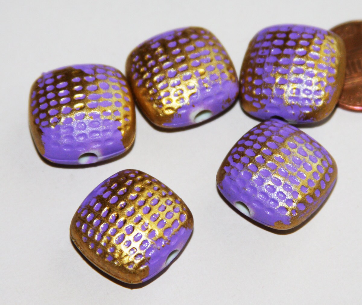 15 Pcs Vintage Acrylic Brush Square Beads 19x10mm Purple With - Etsy