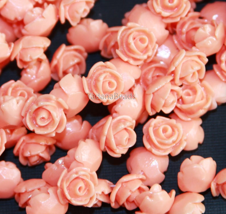 10 pcs Acrylic flower bead 11mm Peach color | Etsy