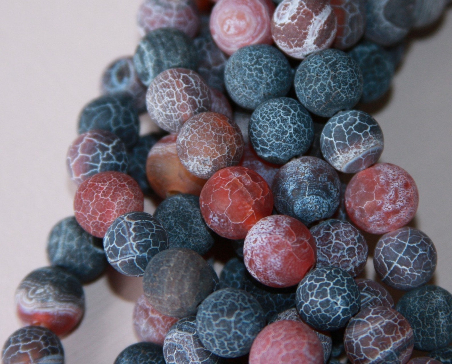 14 Inch Strand of Multi redpeachblack Cracked Agate Round - Etsy