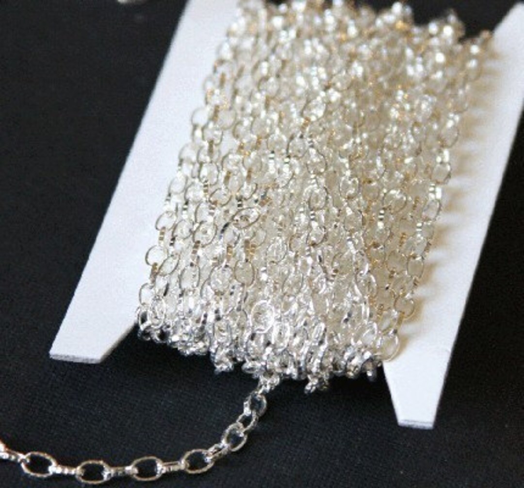 Silver Plated Chain Texture Cable Chain 5x3mm 15ft - Etsy