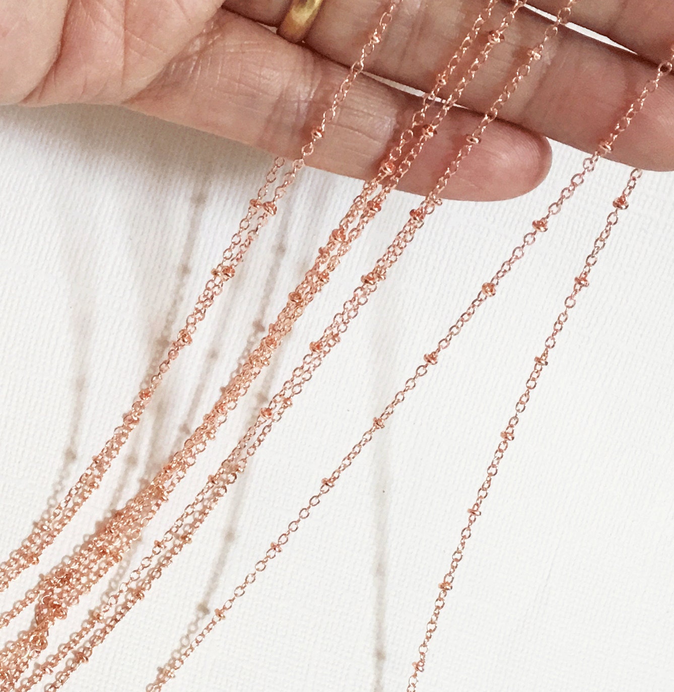 10 Ft Electroplated Rose Gold Chain With Beads Rose Gold - Etsy