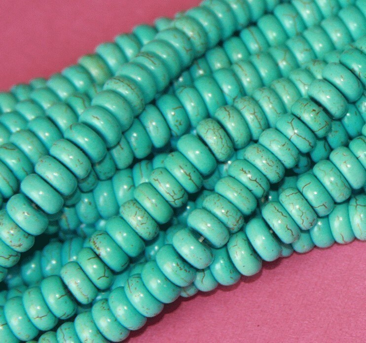 15 inch strand Light green Howlite Turquoise rondelle 4X8mm | Etsy