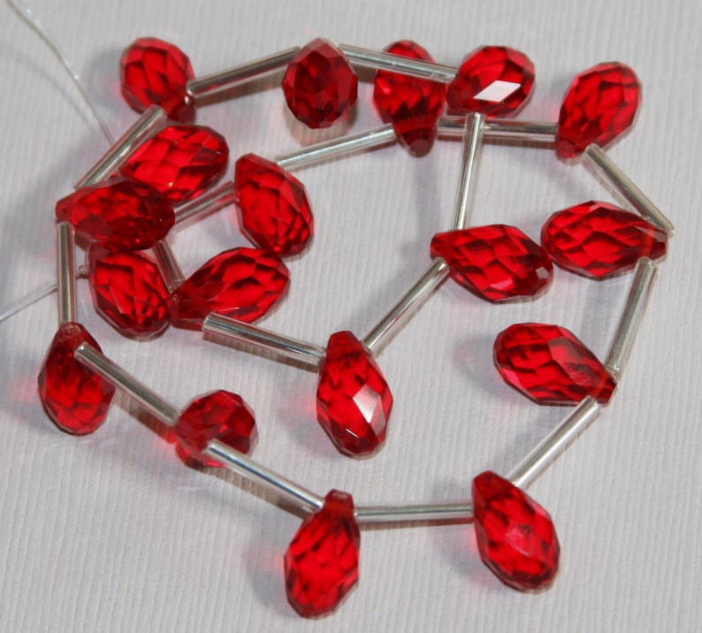 18 Pcs Red Crystal Beads Faceted Briolette Beads 8x13mm Red - Etsy