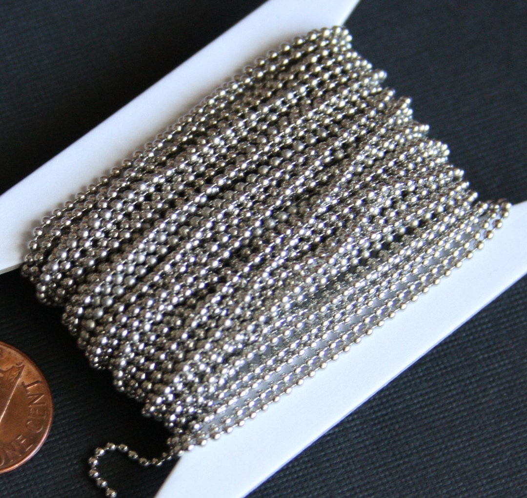 32ft Antique Silver Plated Ball Chain 1.5mm Ball With Connector - Etsy