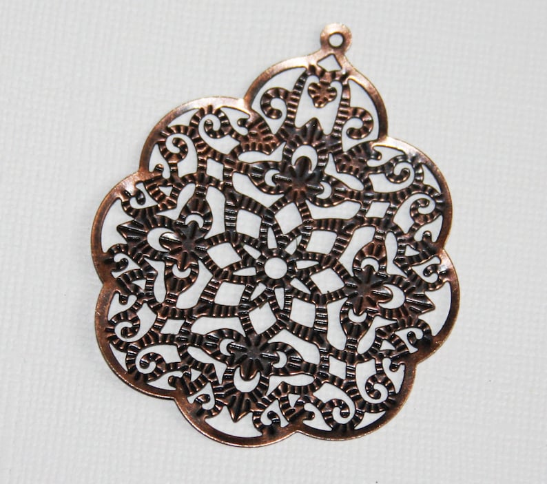 Bulk 100 Pcs Antique Copper Filigree Pendant Stamped Filigree Drops ...