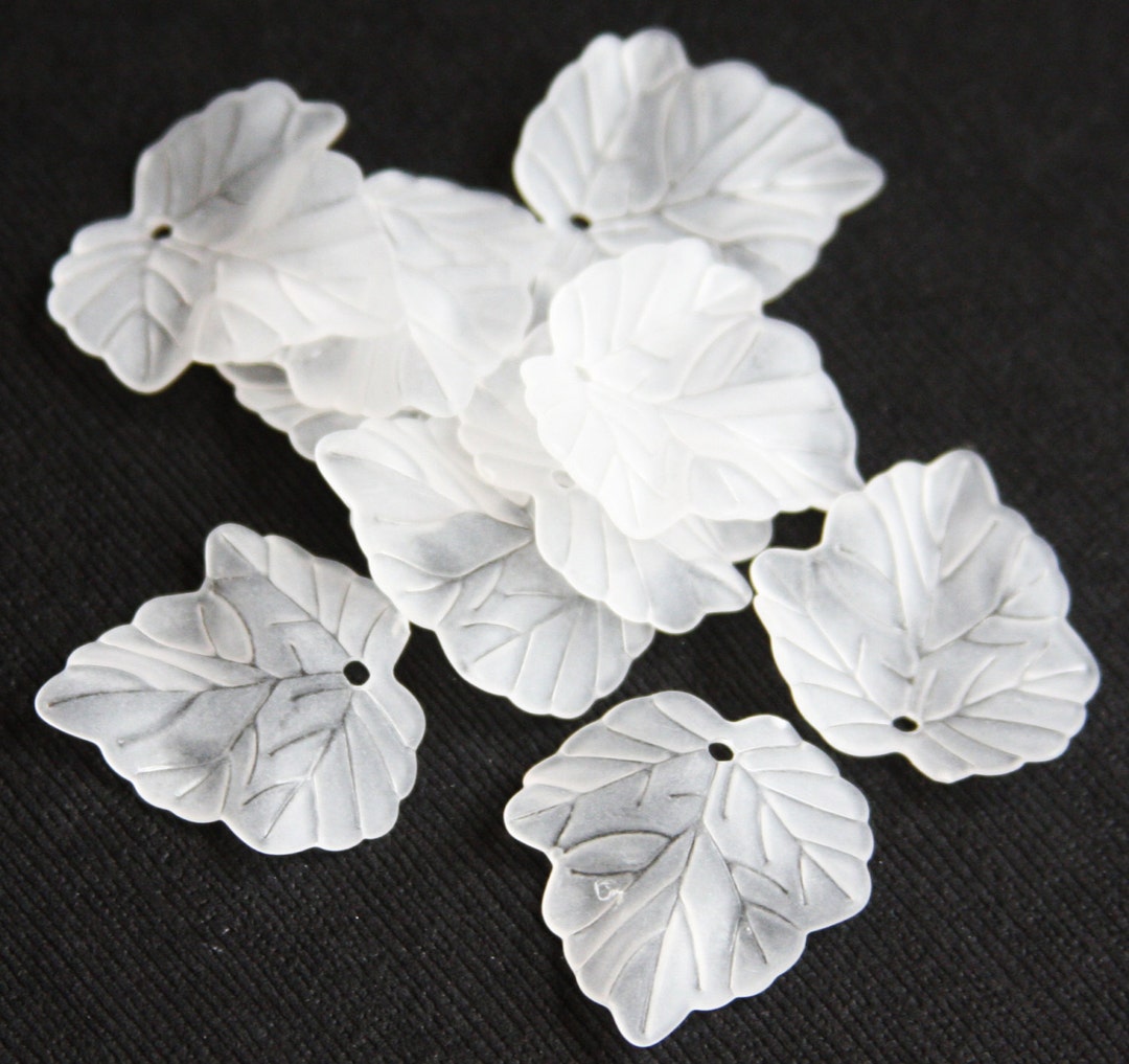 40 Pcs Frosted Acrylic Leaf Drops 24x22mm - White - Etsy
