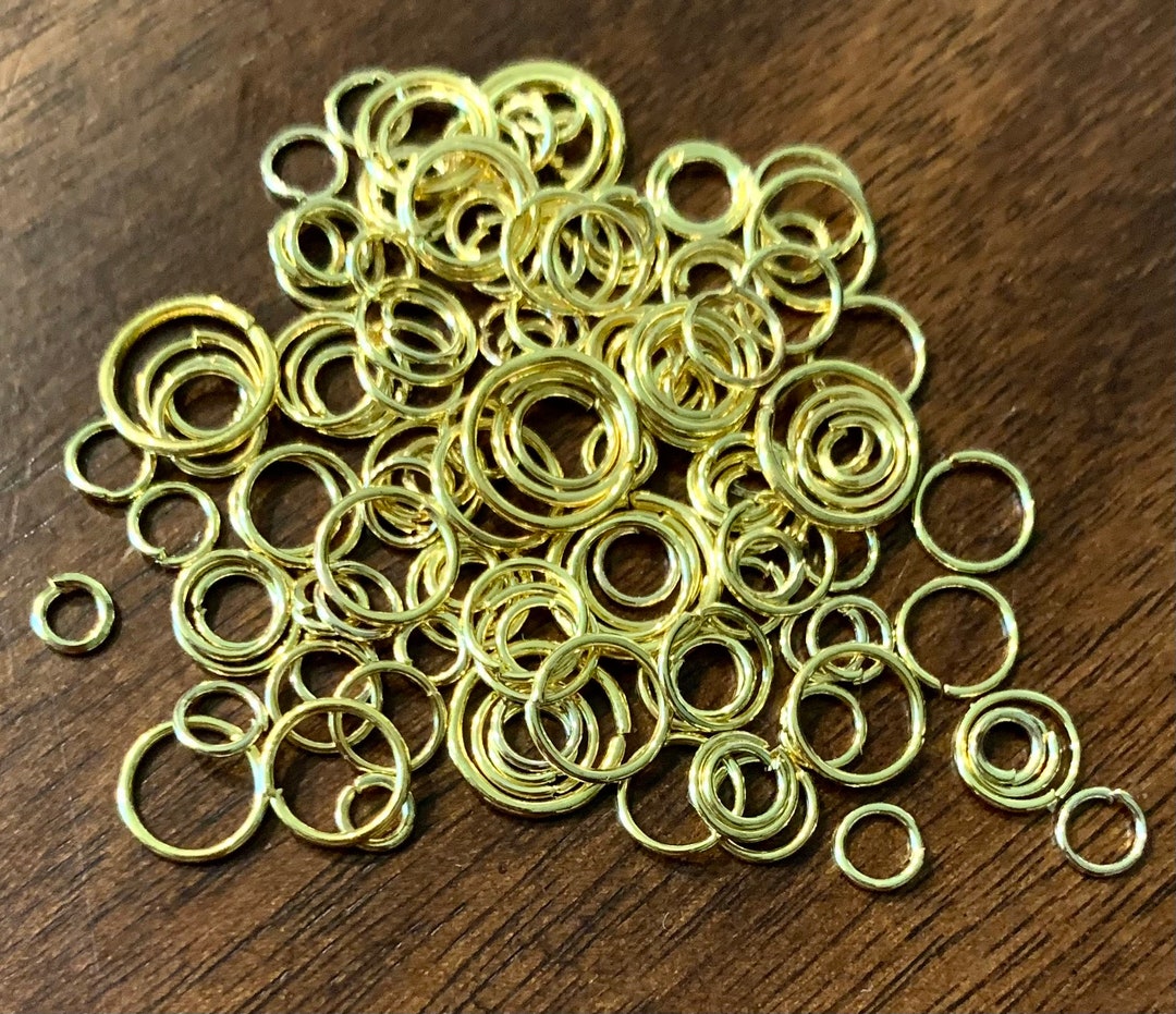 500 Assorted Sizes Gold Color Steel Jump Rings 4mm, 5mm, 6mm,8mm, 10mm ...