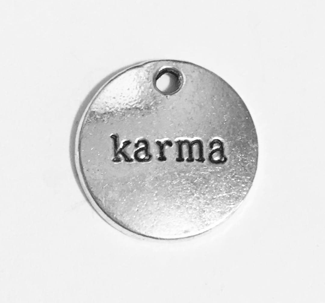 10 Antiqued Silver Karma Coin Pendants - 20mm Zinc Alloy Charms - Etsy
