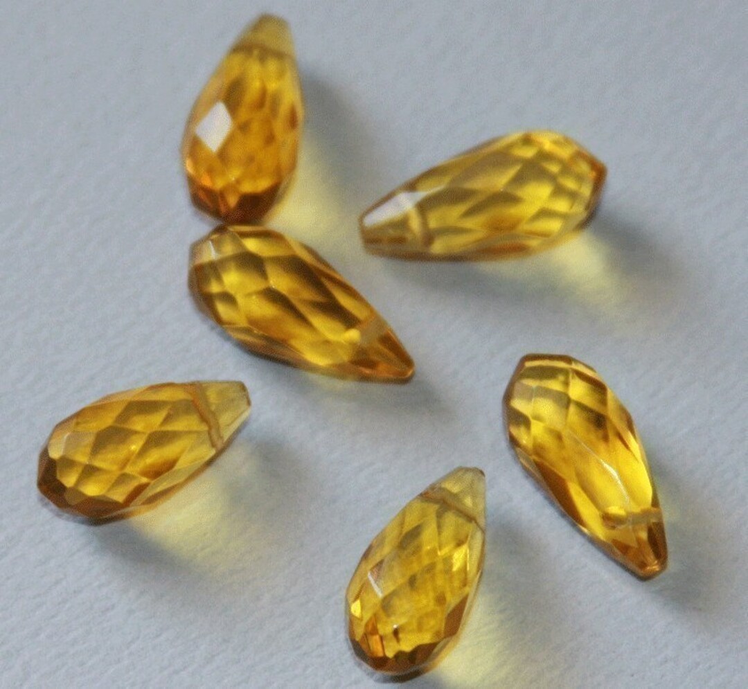 6 Pcs ------ Yellow Quartz Glass Faceted Thin Briolette 8x16mm - Etsy