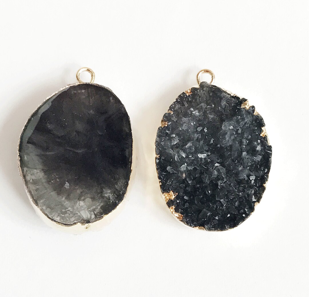 Dark Grey Resin Druzy Style Pendant Drop: Brass (30x20mm) - Etsy