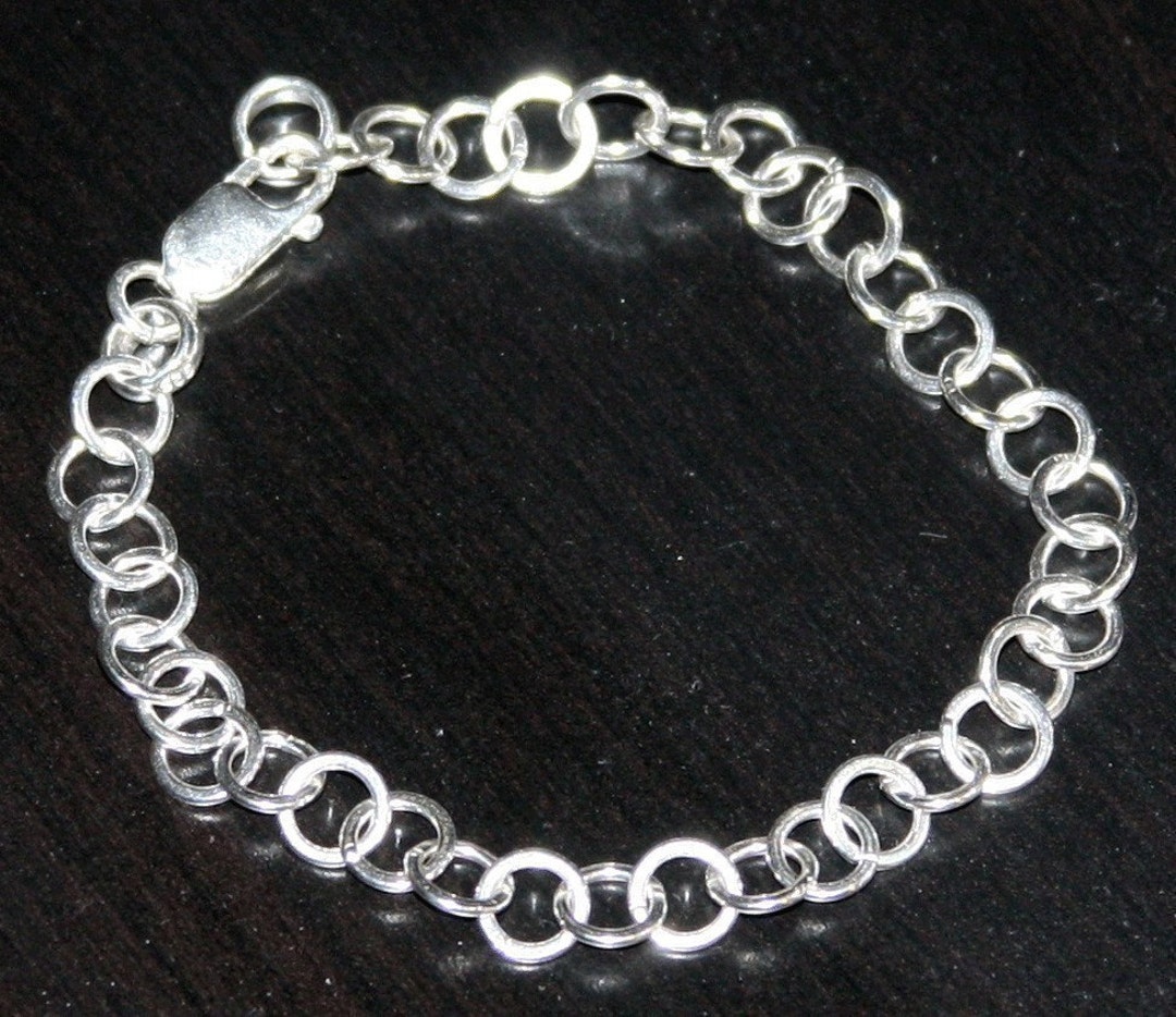 1 Pc Sterling Sivler Round Link Chain Bracelet -- 7 1/2 Inches - Etsy