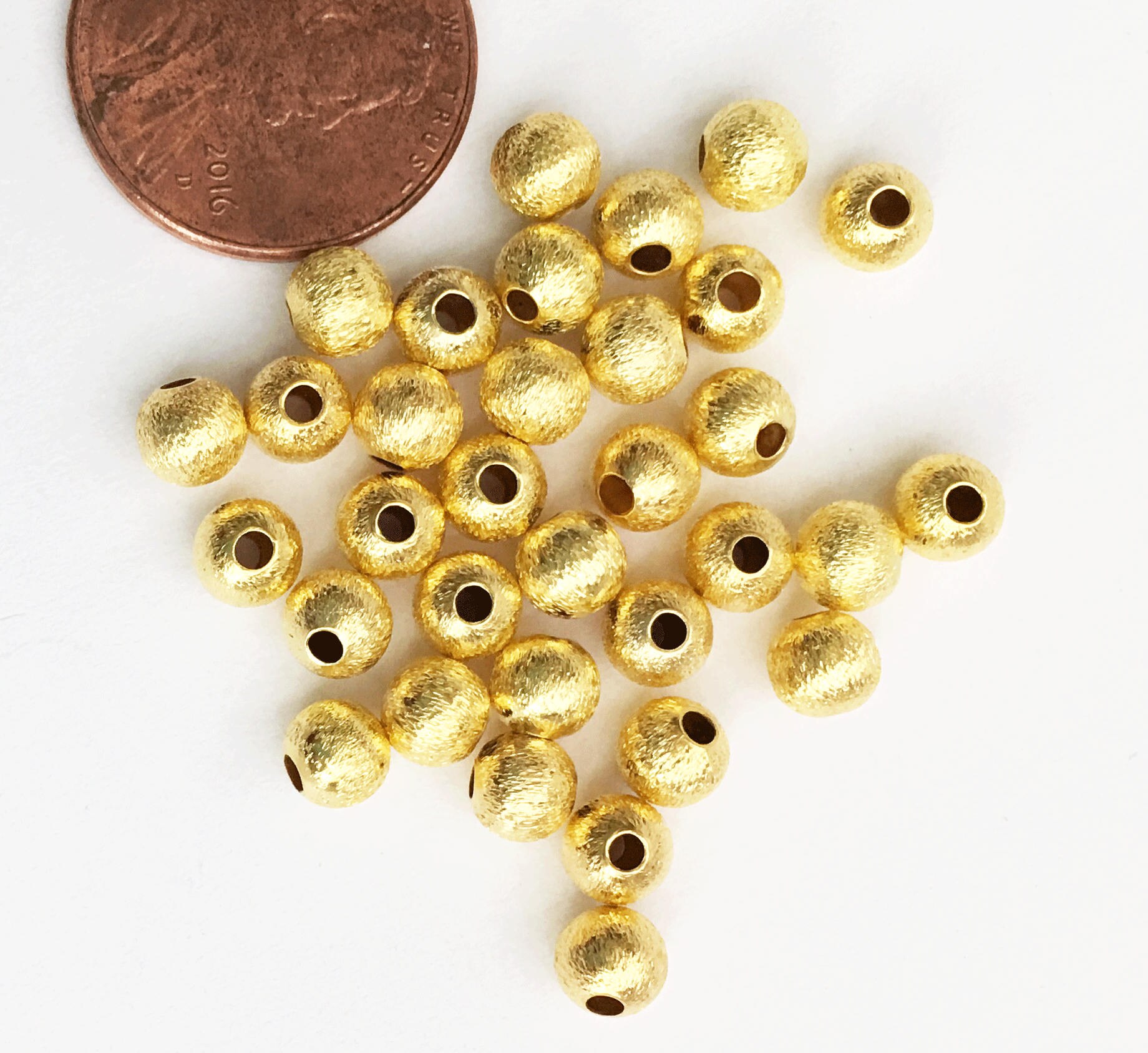 100 pcs Gold plated round brushed beads 5mm | Etsy
