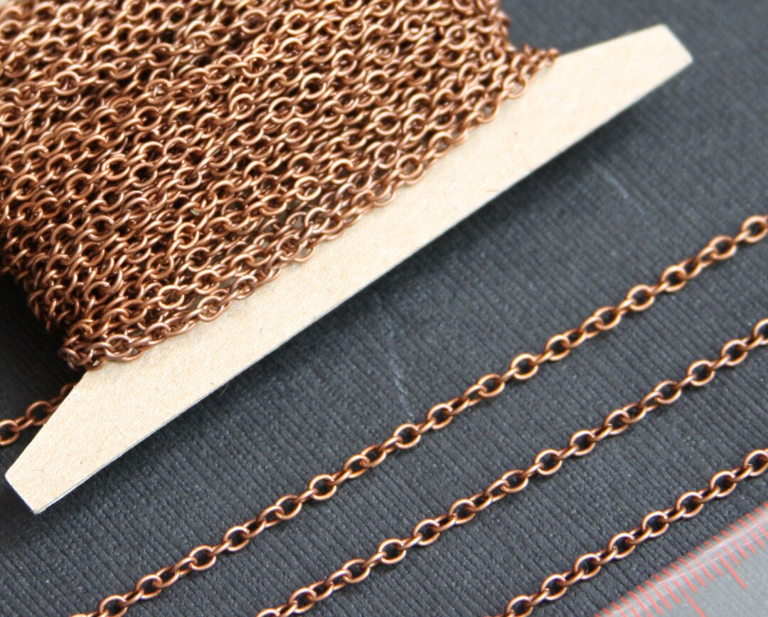 32 Ft Antiqued Copper Finished Chain,round Cable Chain 2x3mm, Small ...