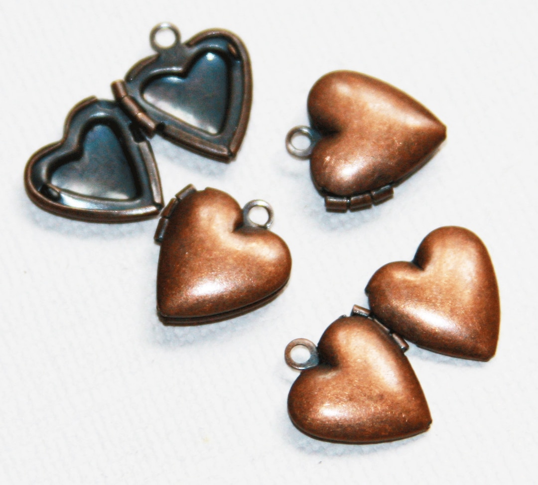10 Antique Copper Smooth Heart Locket Pendant 13x15mm, Puff Heart ...