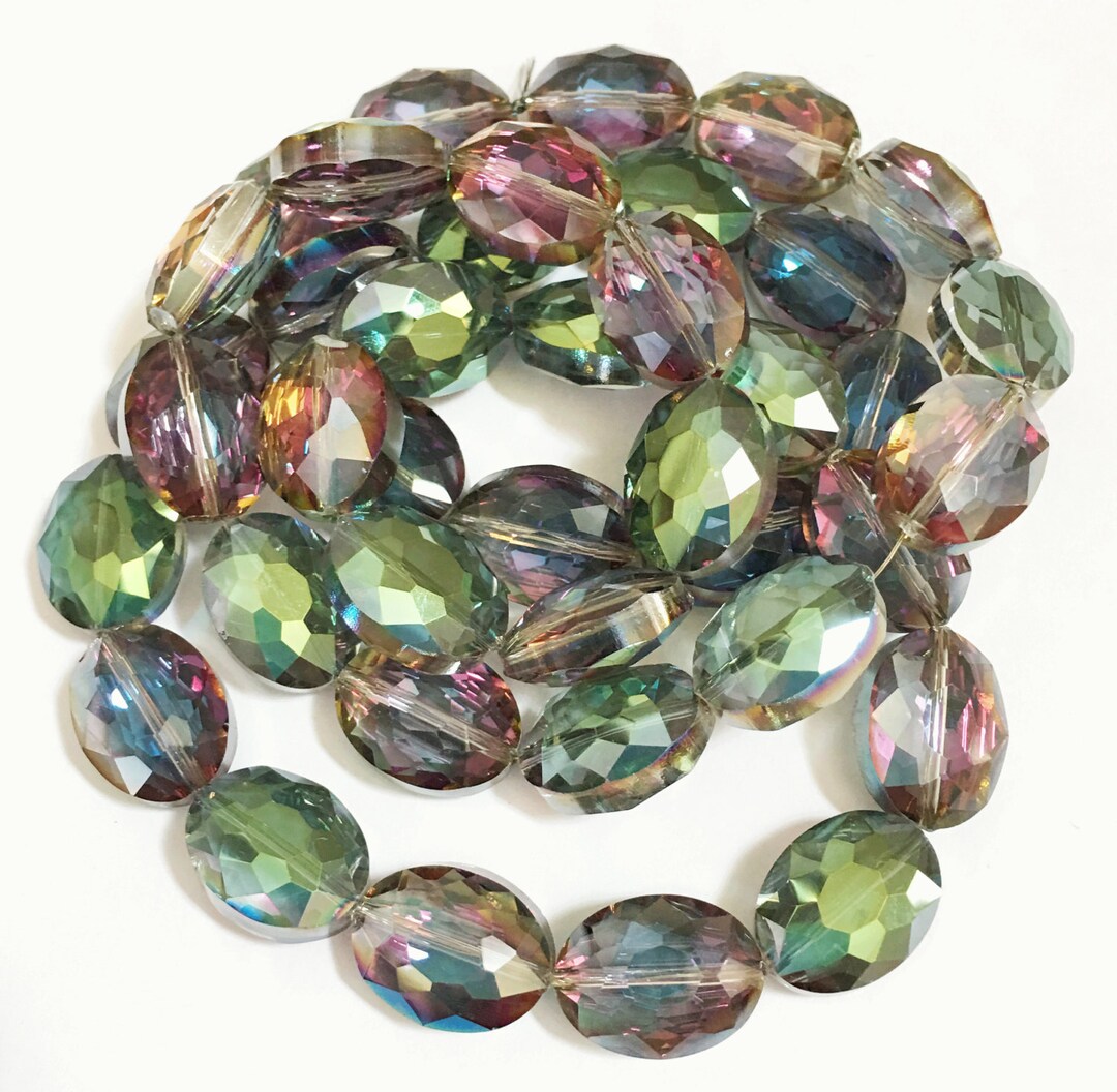 One Strand Two Tone Oval Crystal Beads Beads 12x15mm, Electro Plated ...
