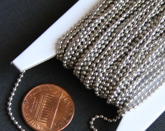 12 Ft. Spool of Rhodium Plated ROUND Ball Chain 1.5mm Ball Size With 10 ...