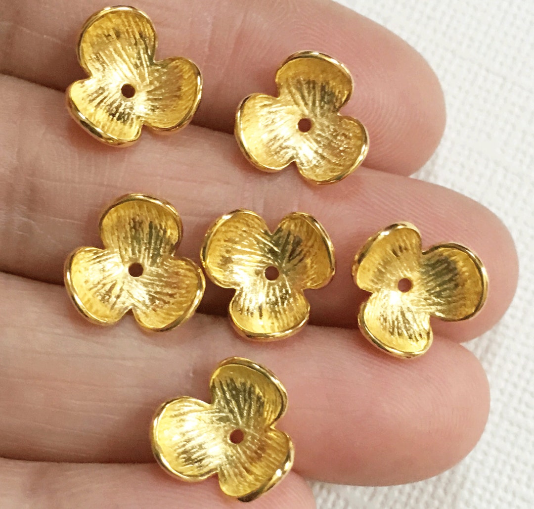 12 Gold Plated Flower Bead Caps 12mm - Etsy
