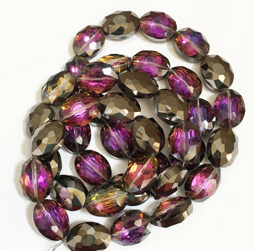 Electroplated Crystal Beads: Two-tone Oval Beads (12x15mm) - Etsy