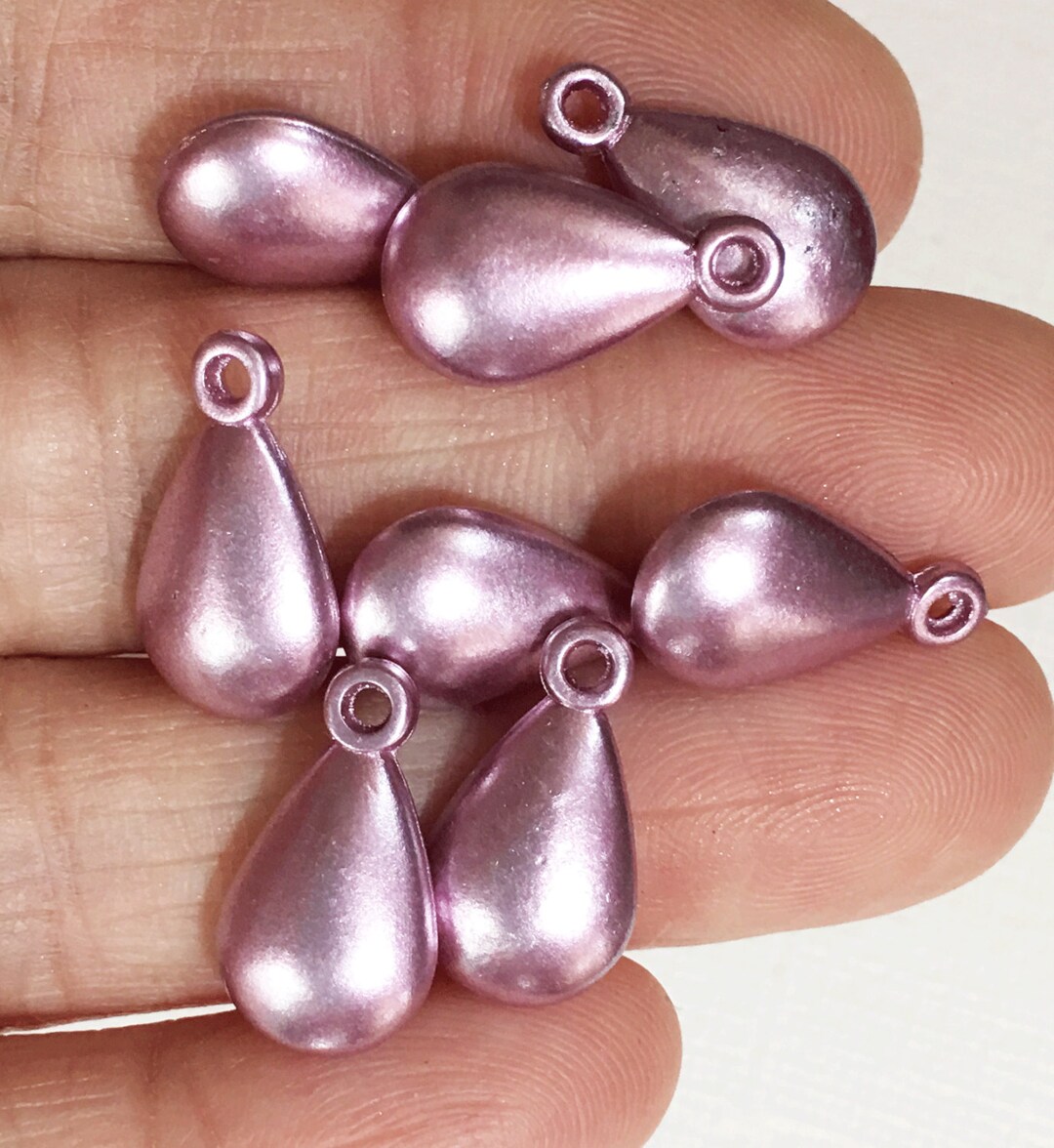 50 Pcs Painted Acrylic Teardrop Pendant 16x9mm Metallic Pink - Etsy