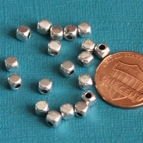 100 Pcs Antique Silver Square Cube Beads 4mm - Etsy