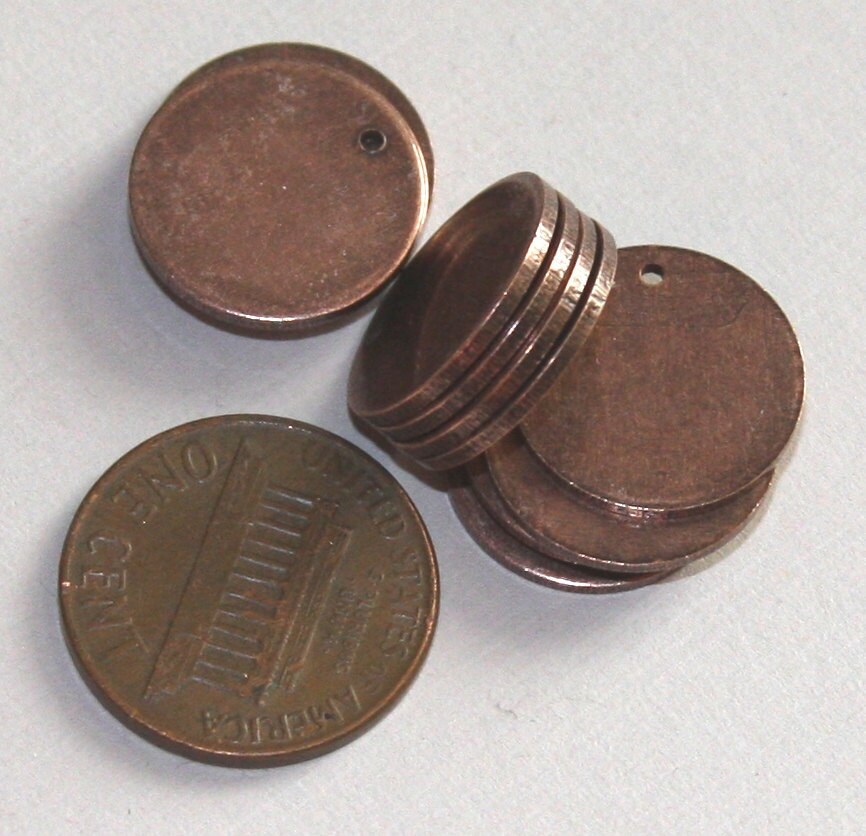 25 pcs Antique copper coin disc 15mm 1mm thick | Etsy