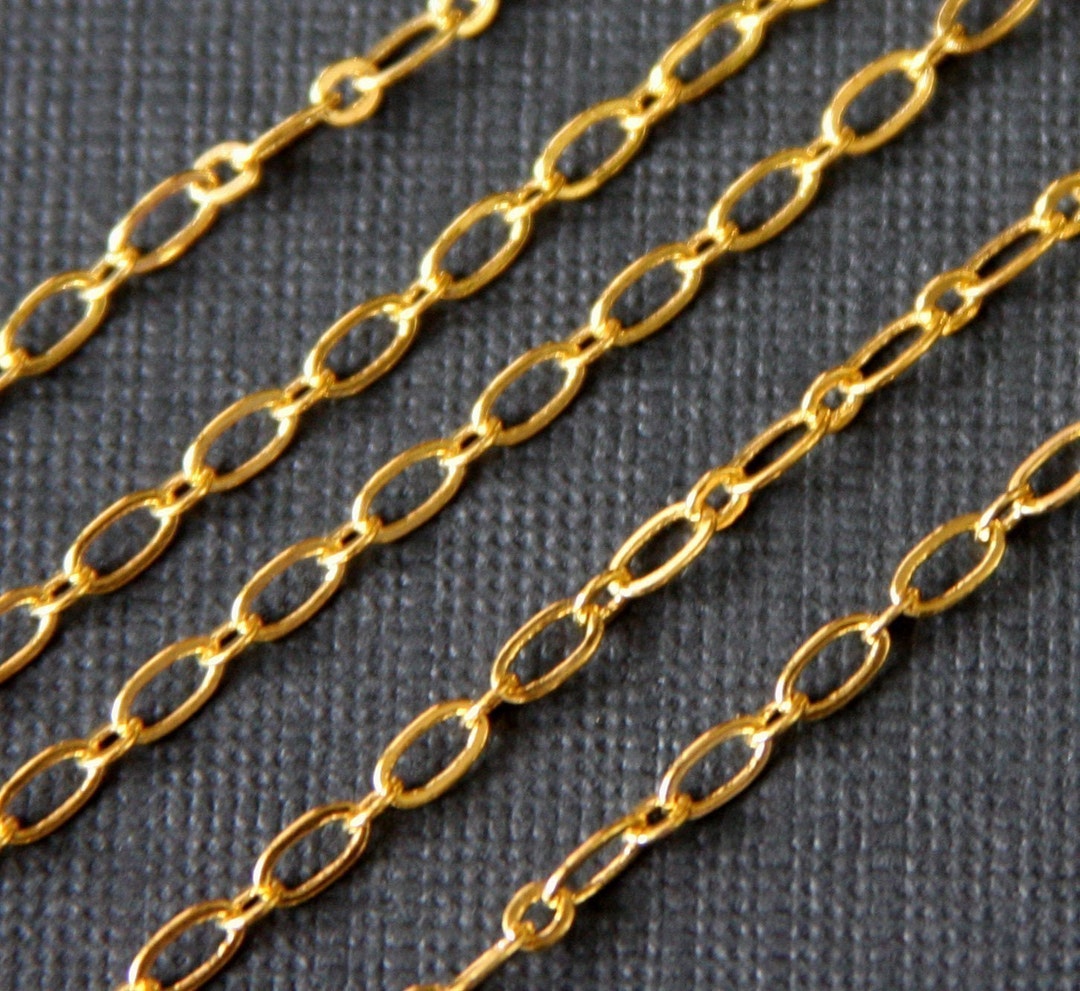 3ft SAMPLE Chain of Gold Plated Long and Short Chain 4x2mm, Gold Chain ...