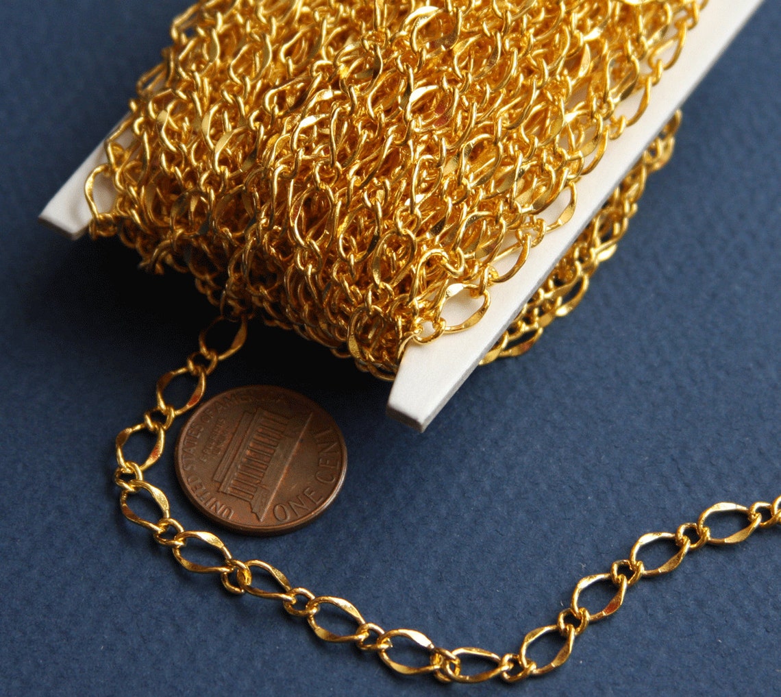 32ft Spool Gold Plated Hammered Soldered Chain 5x8mm - Etsy