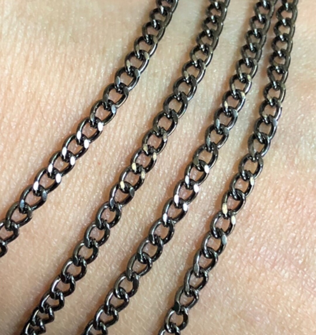 Sample 3 Ft Gunmetal Plated Curb Chain 3x2.5mm, Bulk Gunmetal Chain - Etsy