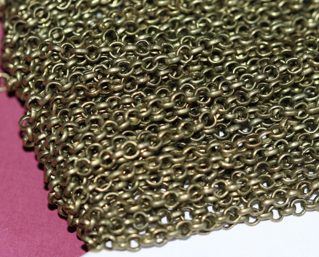 32ft Antique Brass Rollo Chain 3.1 Mm Solder Links Brass Coated - Etsy