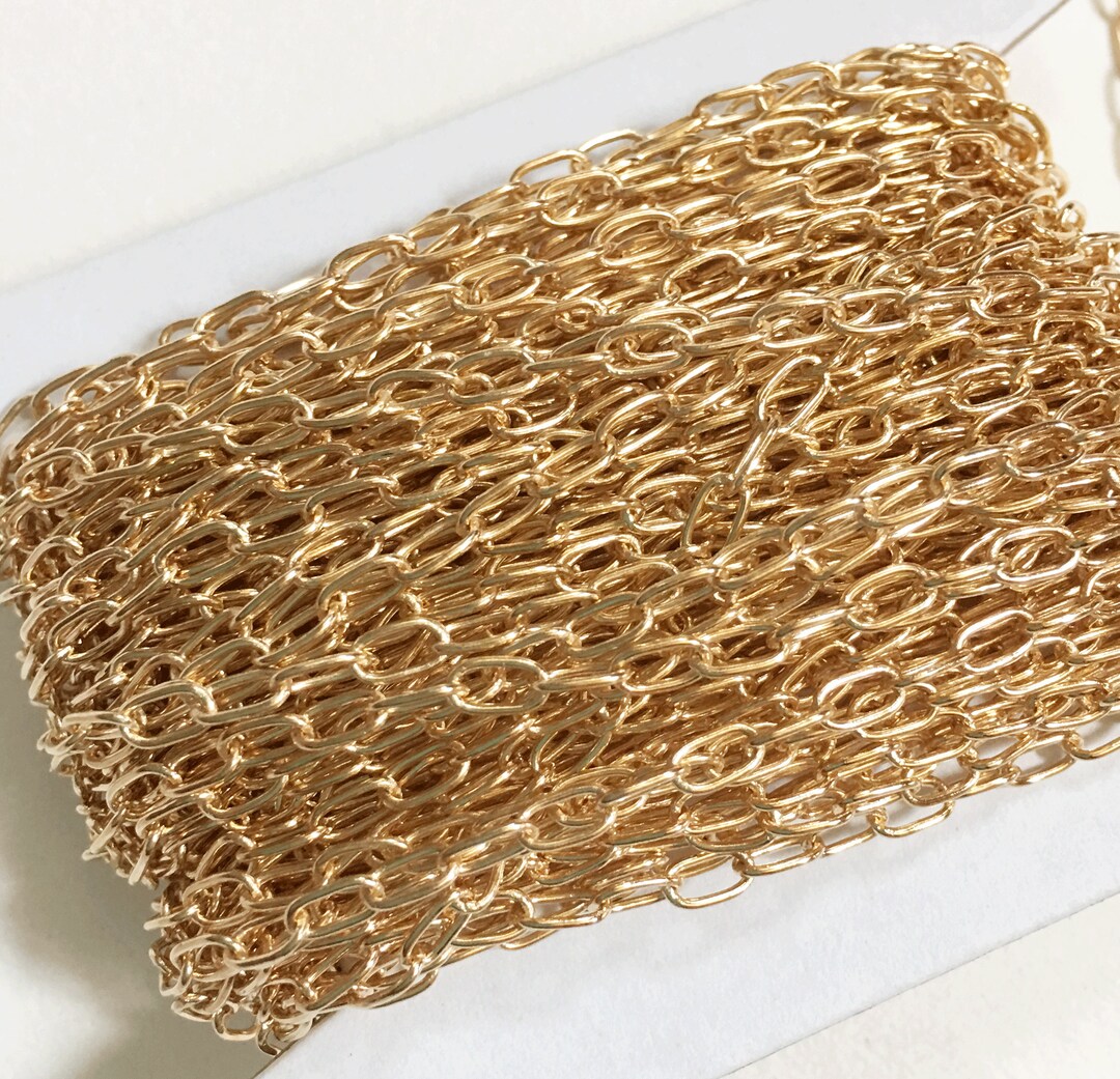 10 Ft Light Gold Color Drawn Cable Chain 5x3mm , Gold Color Brass Long ...