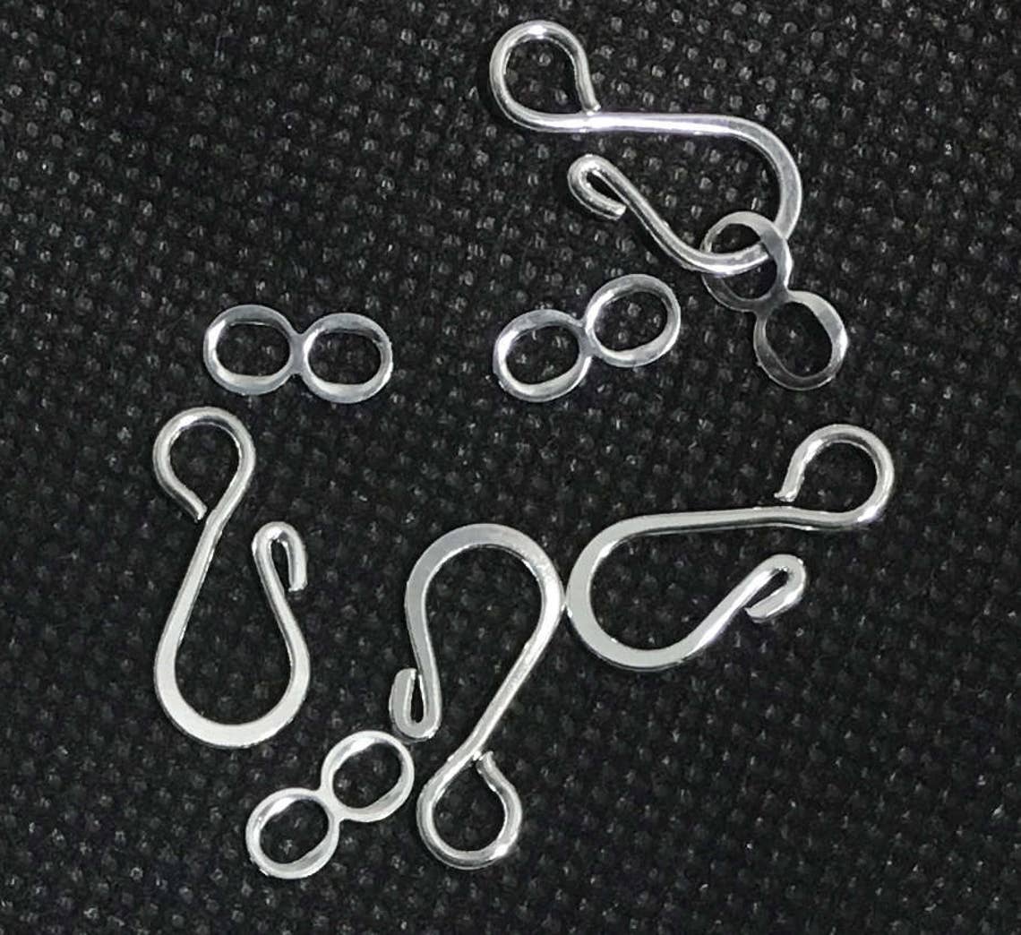 25 Sets of Silver Plated Flat Single Wire Hook and Eye Clasp 18x9mm - Etsy