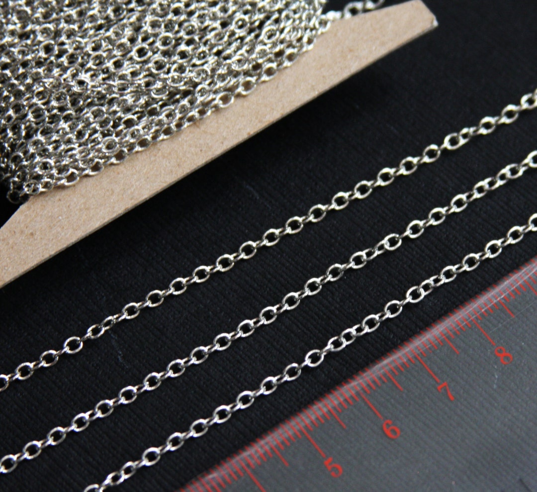 32 Ft Antiqued Silver Finished Chain,round Cable Chain 2x3mm, Small ...