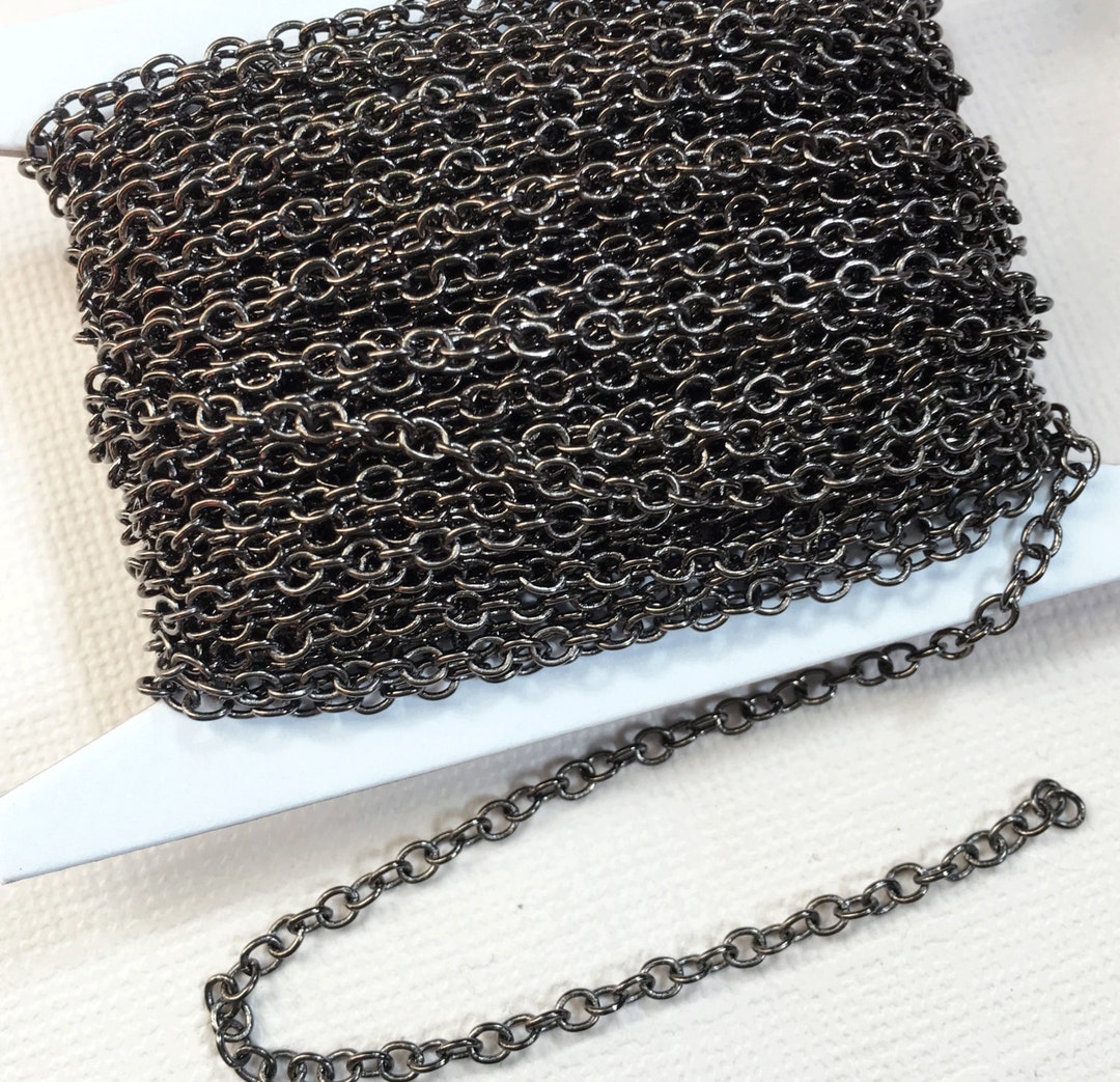32 Ft Gunmetal Finished Chain,round Cable Chain 2x3mm, Small Cable ...