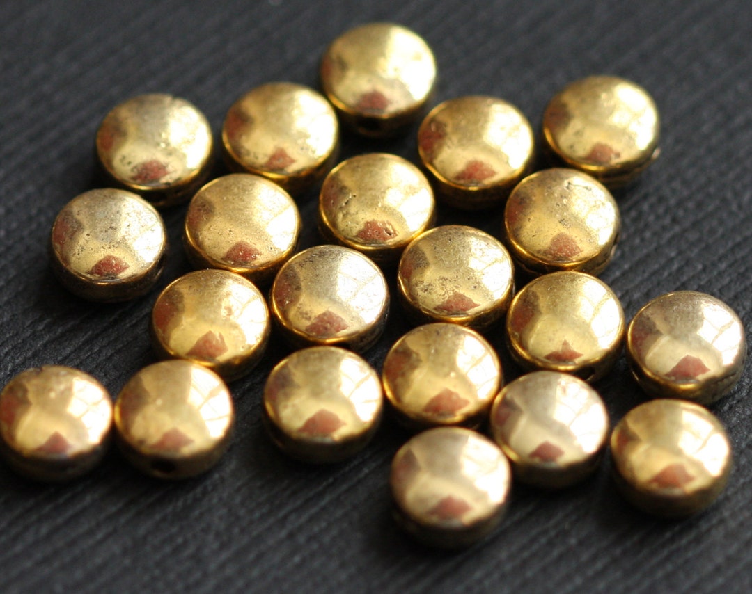 50 Pcs Antique Gold Color Puff Coin Spacer Beads 6x3.5mm - Etsy