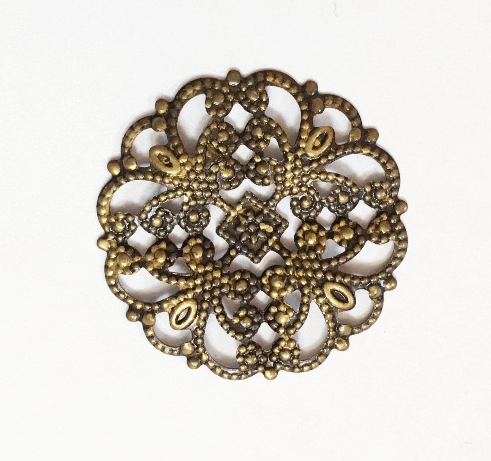 12 Antique Brass Filigree Round 22mm, Bronze Filigree Connector - Etsy