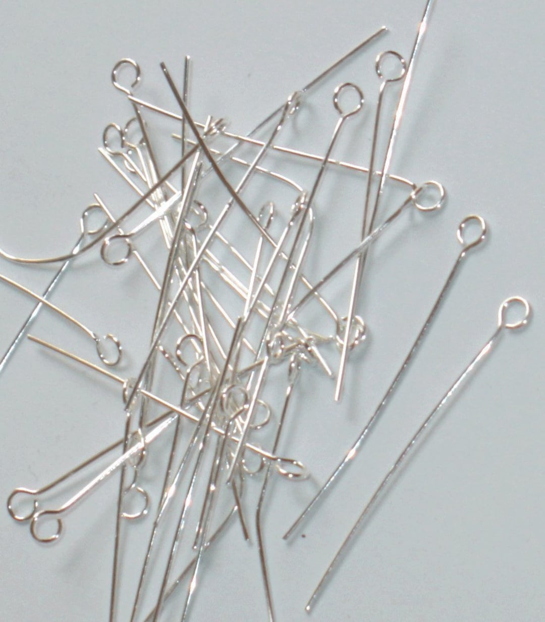 100 Silver Plated Eye Pin 24 Gauge 1.75 Inch Long - Etsy