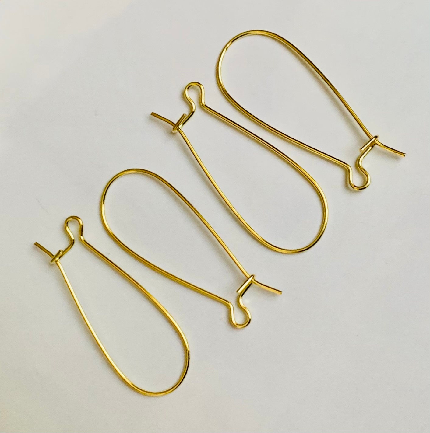 50 Pcs Yellow Gold Kidney Ear Wire 33x14mm Gold Earring Hooks | Etsy