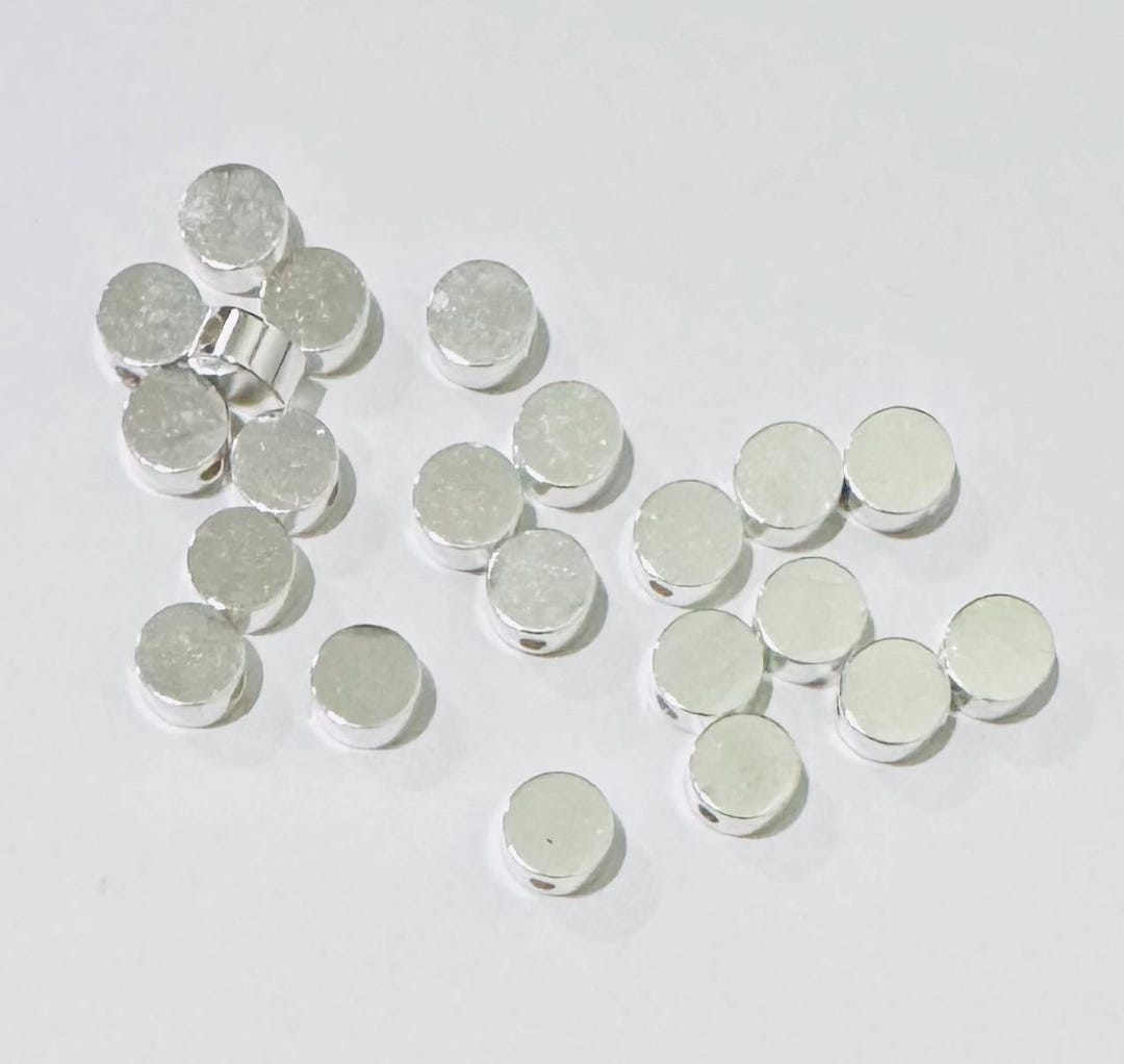 25 Pcs Silver Plated Flat Round Beads 5x2.5mm - Etsy