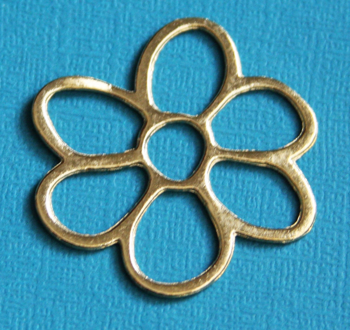 6 pcs Gold plated flower links 40x36mm | Etsy