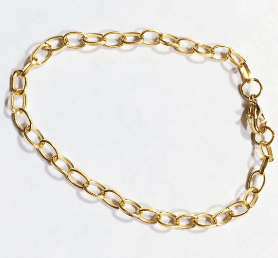 Bulk 20 pcs Gold steel chain bracelet with lobster clasp 7 to 8 inch long bulk gold color finished bracelet for charm bracelet