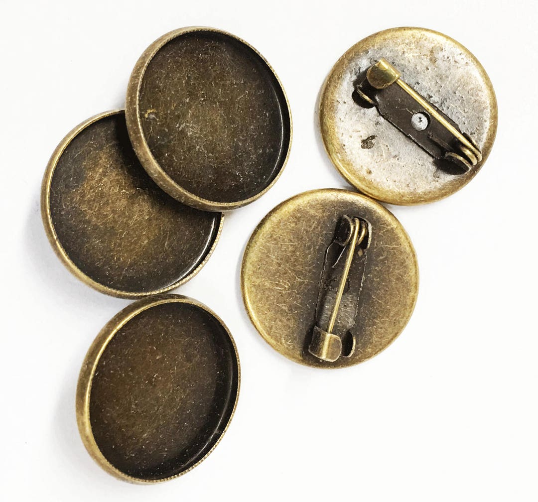 16 Antique Bronze Cabochon Setting for Brooch , Steel Safety Brooch ...