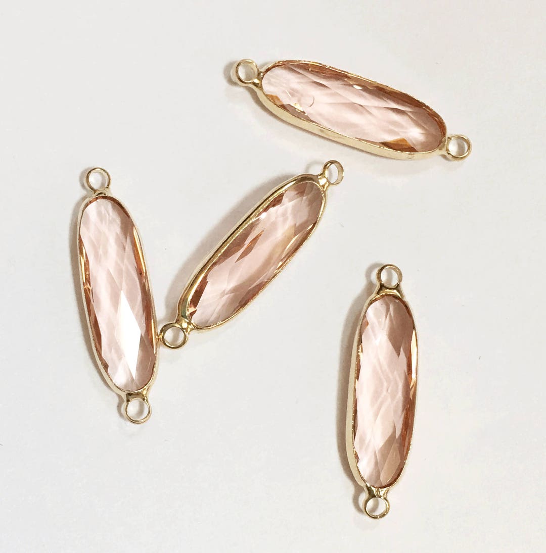 Champagne Glass Oval Connector: Brass Setting, Faceted (27x7mm) - Etsy