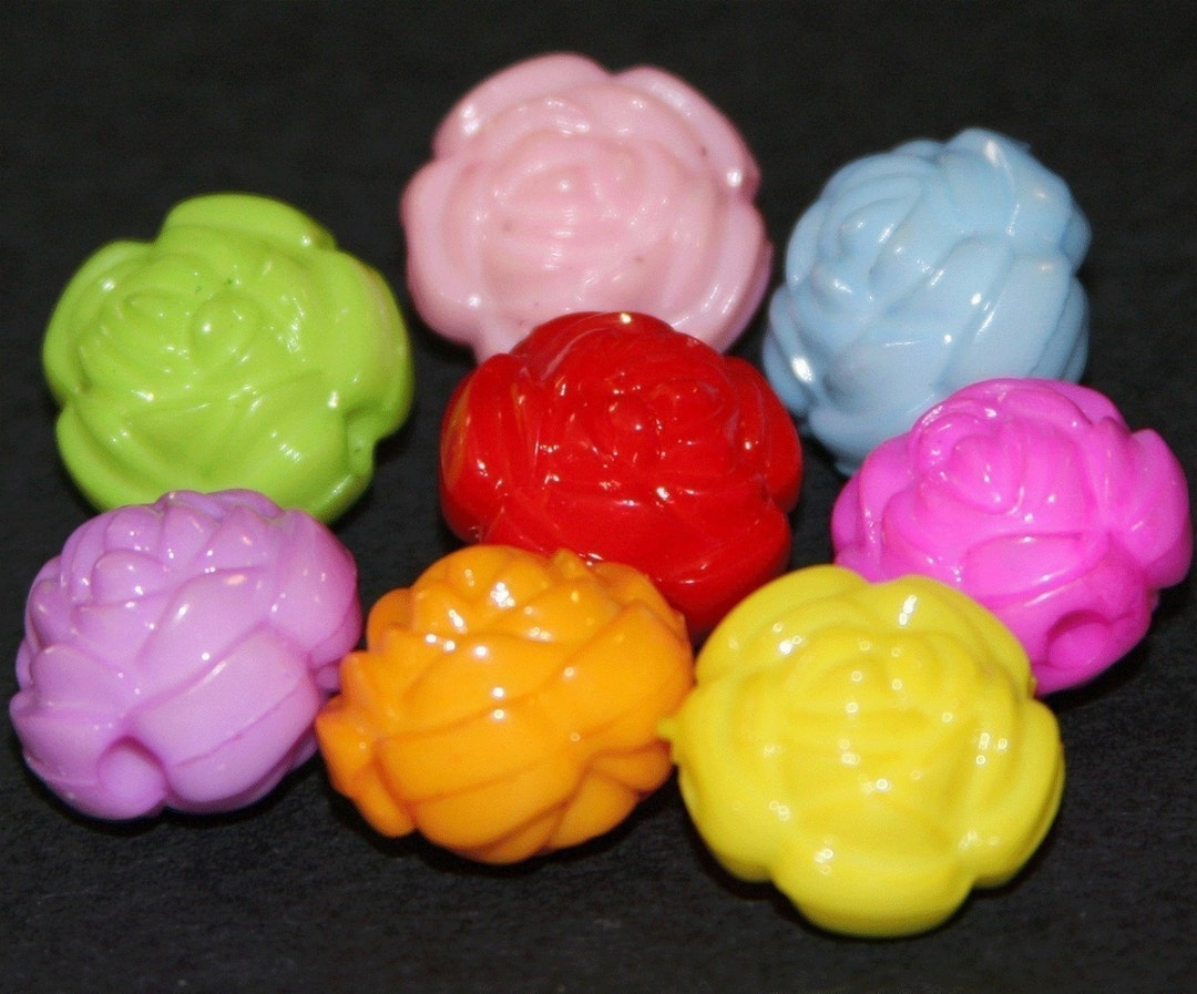 50 Assorted Color Acrylic Flower Beads 15mm - Etsy