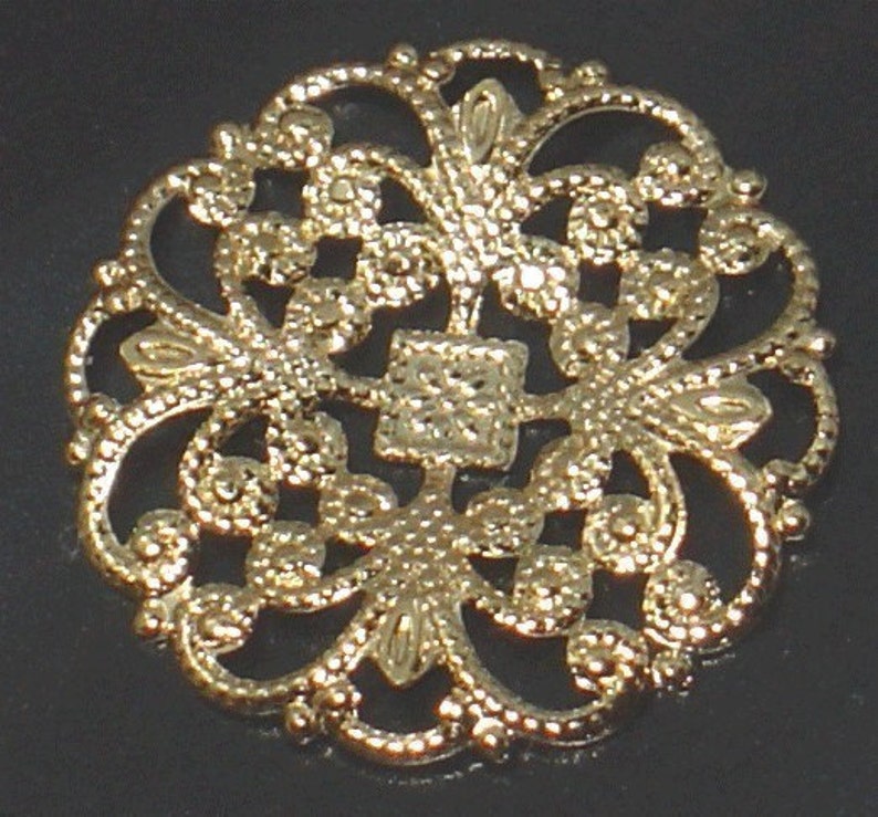 Gold Plated Brass Filigree Round 22mm 12 Pcs - Etsy
